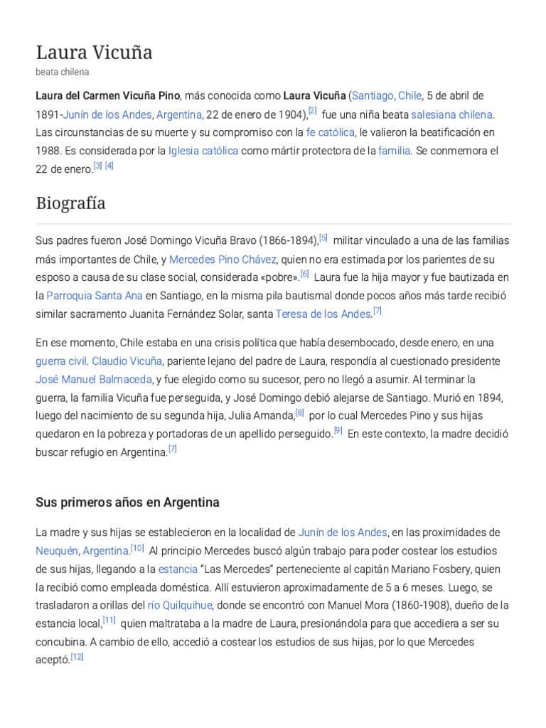 Vida y legado de Laura Vicuña | PDF | Iglesia Católica | Santos cristianos