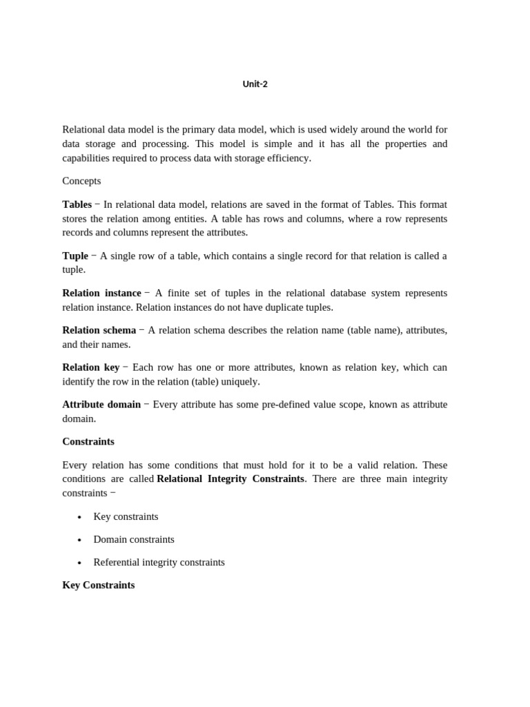 Dbms Unit 2 Pdf Relational Database Relational Model