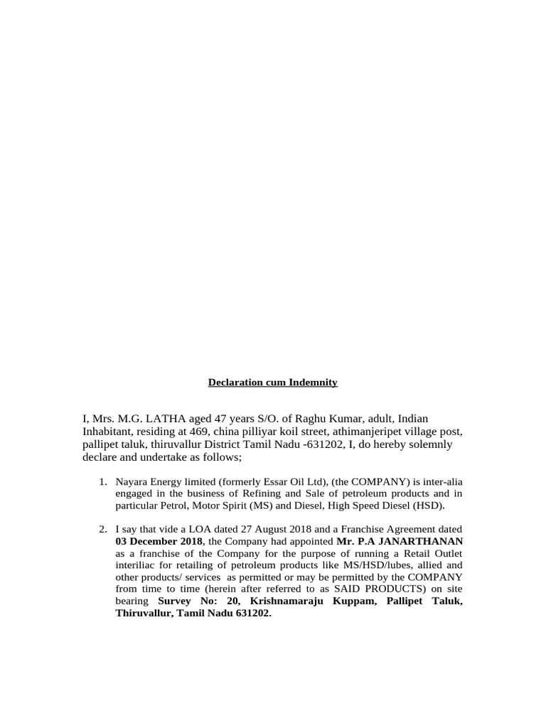 Volume Commitment Agreement Declaration | PDF | Petroleum Industry | Oils