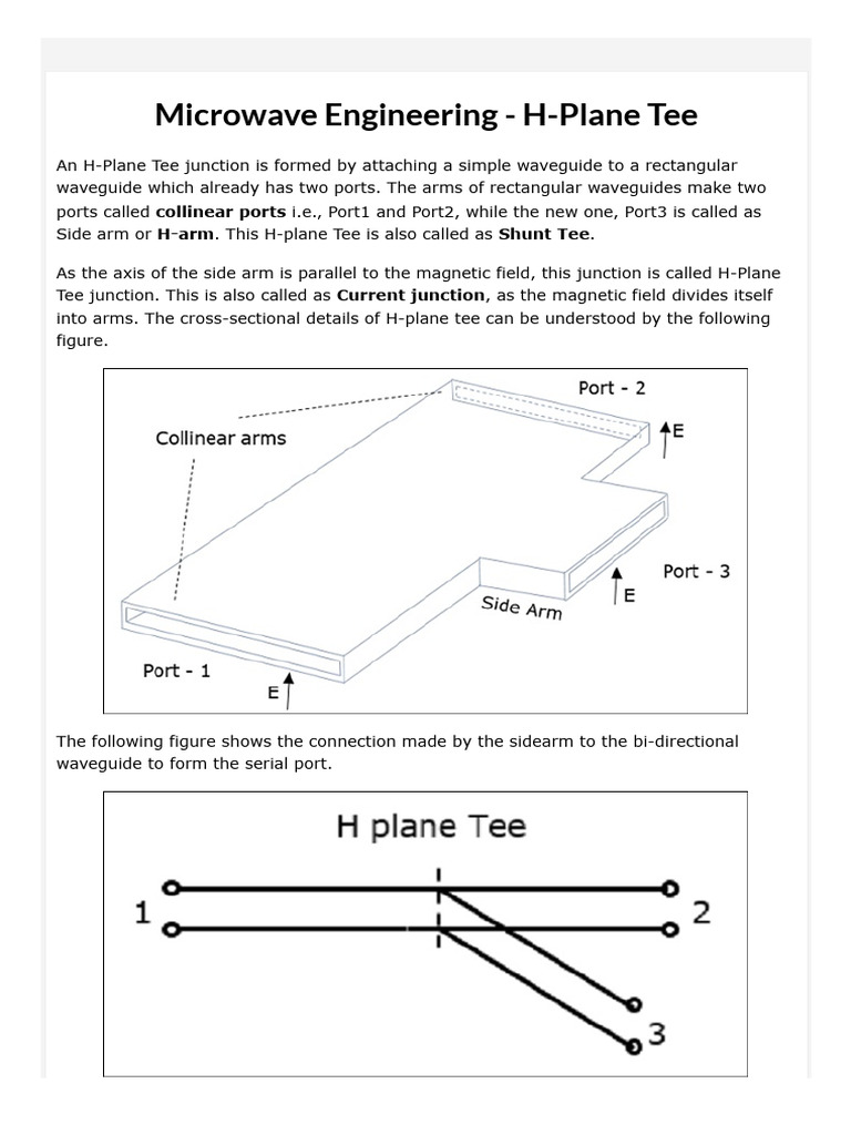 H-Plane Tee in Microwave Engineering | PDF | Applied Mathematics | Algebra