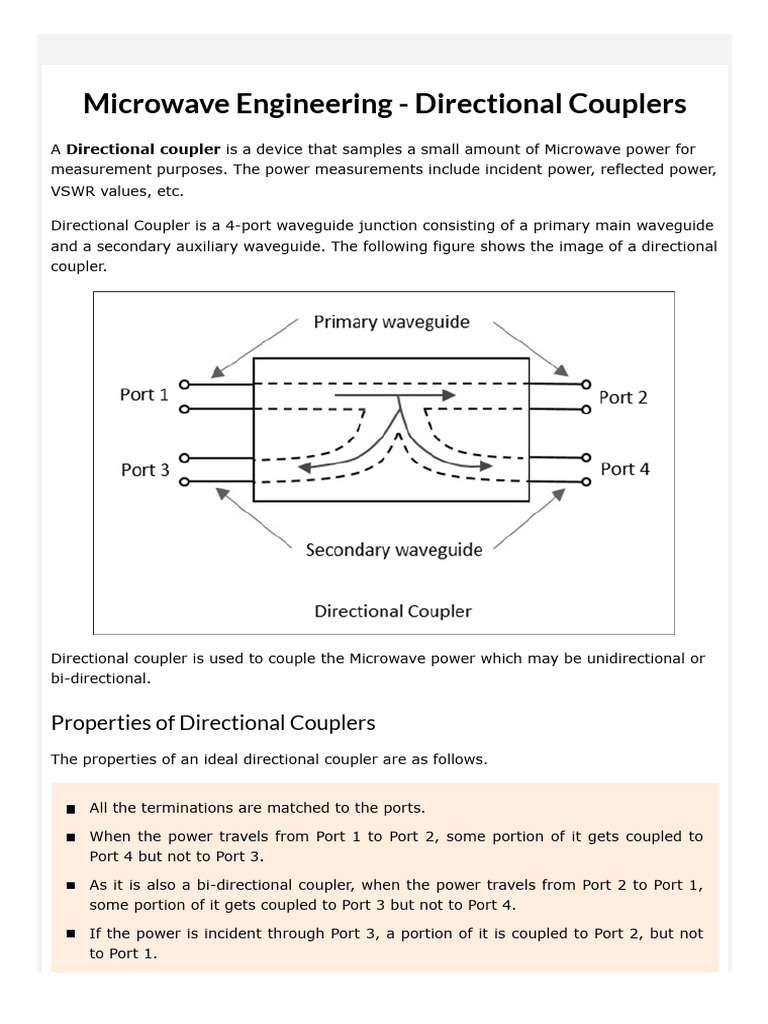 Two-Hole Directional Coupler Overview | PDF | Electricity ...