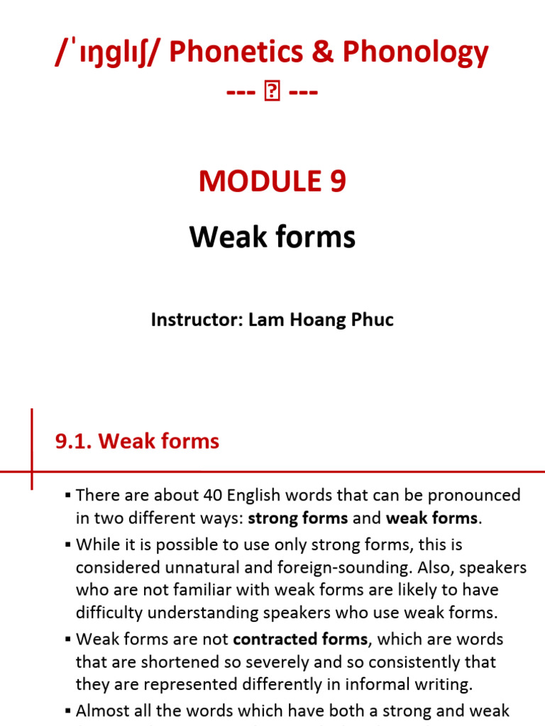 Phonetics&Phonology - Module 9 - Weak Forms - MR - Phuc | PDF ...