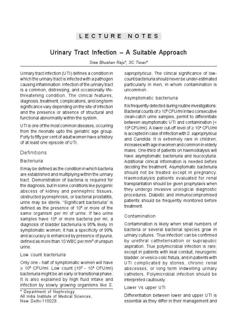 Urinary Tract Infection - A Suitable Approach: Lecture Notes | PDF ...