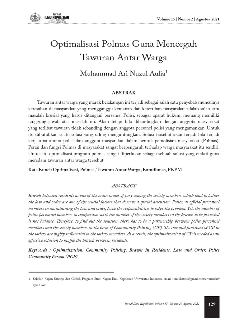 Optimalisasi Polmas Guna Mencegah Tawuran Antar Warga: Muhammad Ari ...
