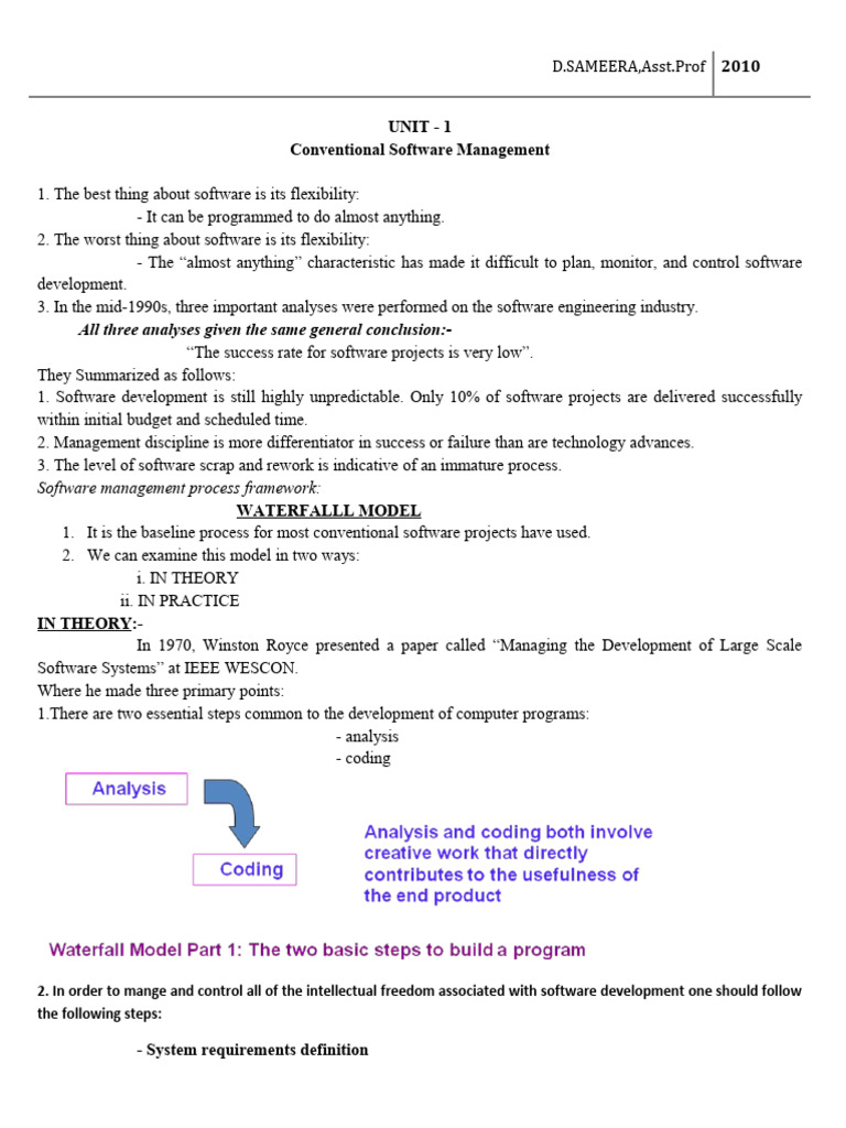 UNIT 1 Conventional Software Management | PDF | Software Development Process | Software
