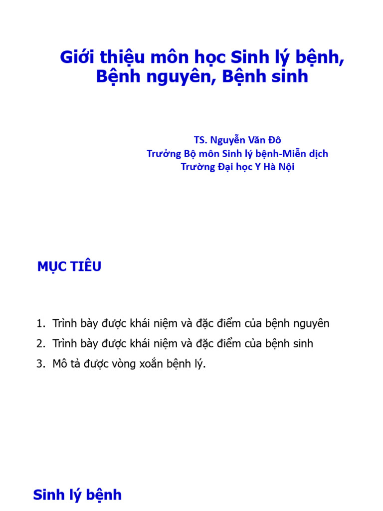 Giới thiệu môn Sinh lí bệnh - Đại học y Hà Nội | PDF