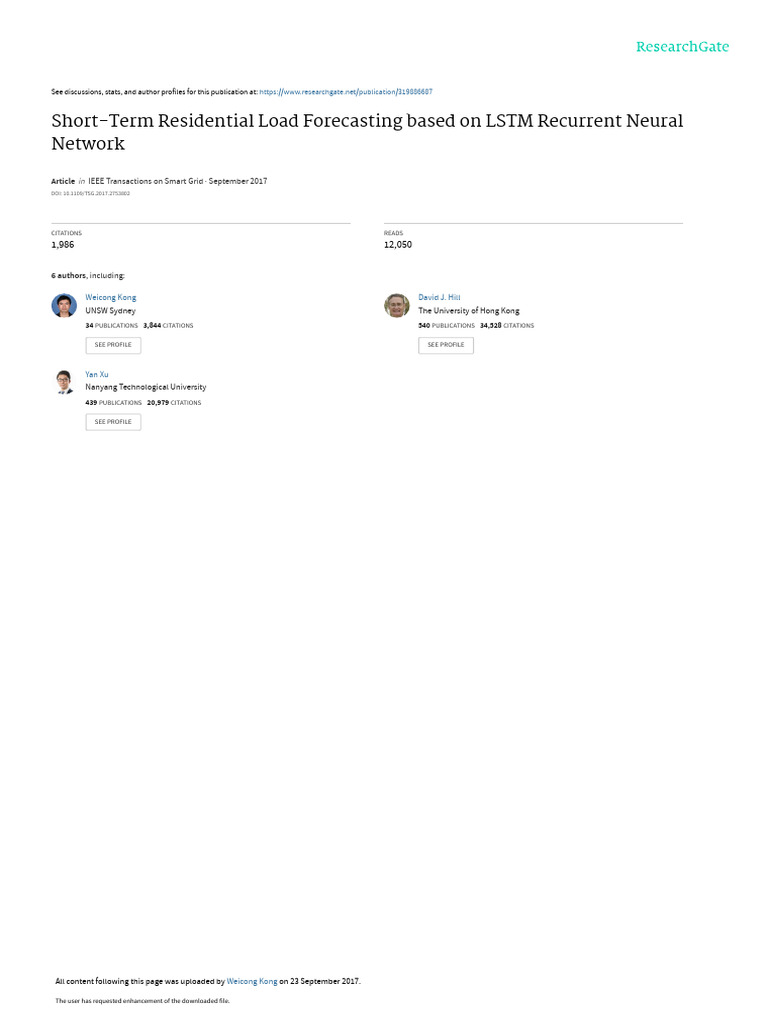 Short-Term Residential Load Forecasting Based | PDF | Forecasting | Deep Learning
