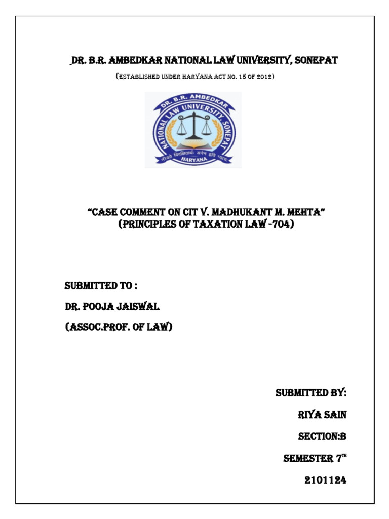 2019 116 Law of Taxation I Research Paper | PDF | Taxes | Partnership