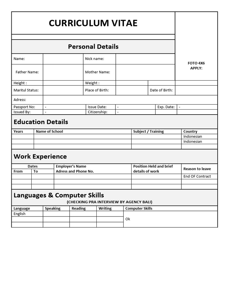 CV Kosong | PDF