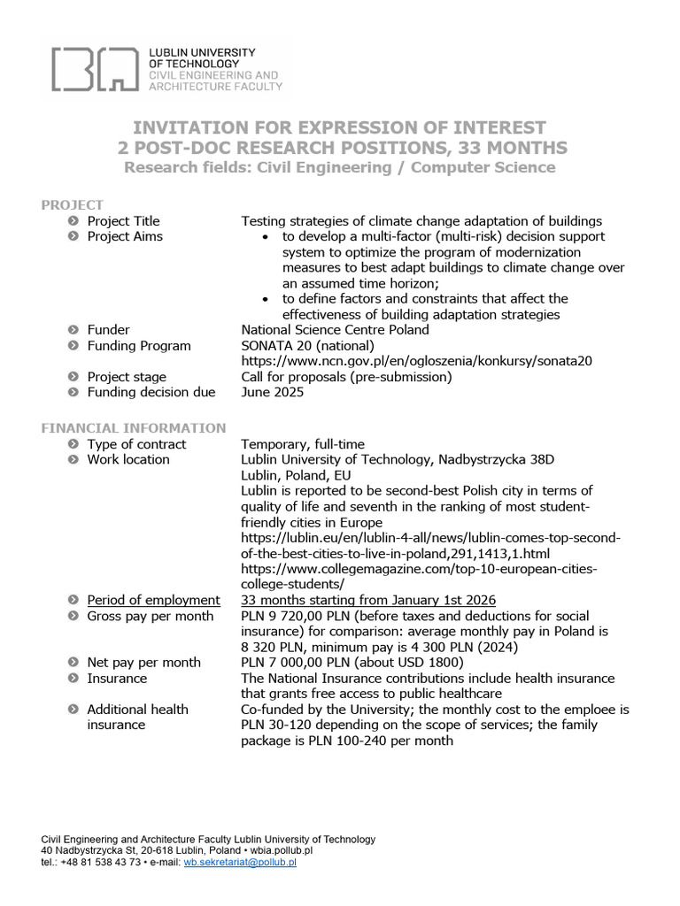 Invitation For 2 Post-Doc Research Positions | PDF | Doctor Of ...