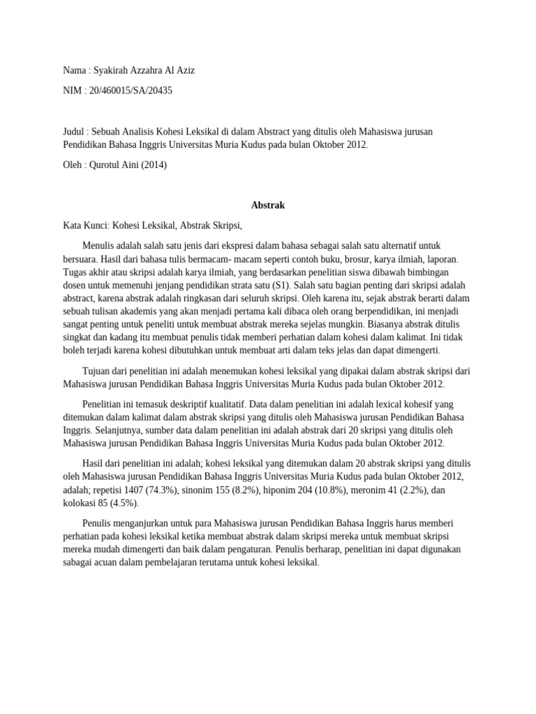 Tugas Abstrak - Syakirah Azzahra | PDF