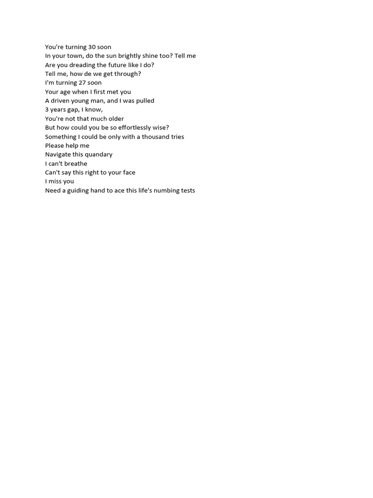 Turning 30 (Poem) | PDF | Poetry | Lifestyle