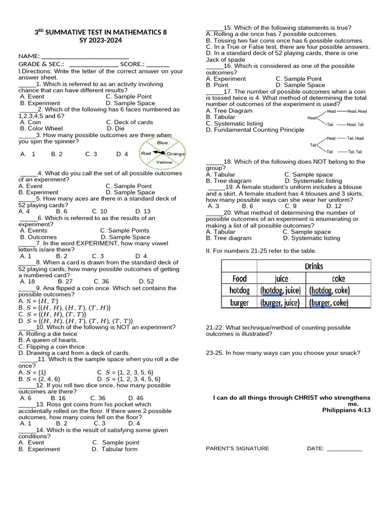 Longest Answer Wins: Math Test 8 | PDF | Teaching Methods & Materials ...