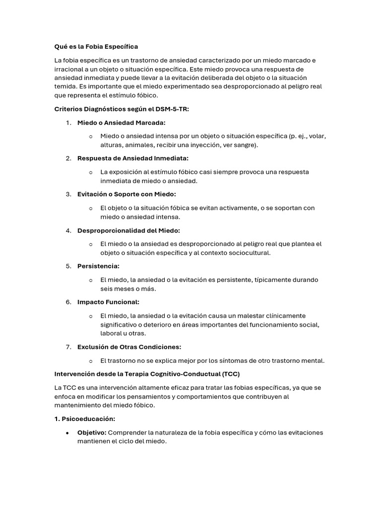 Qué Es La Fobia Específica y TCC | PDF | Fobia | Ansiedad