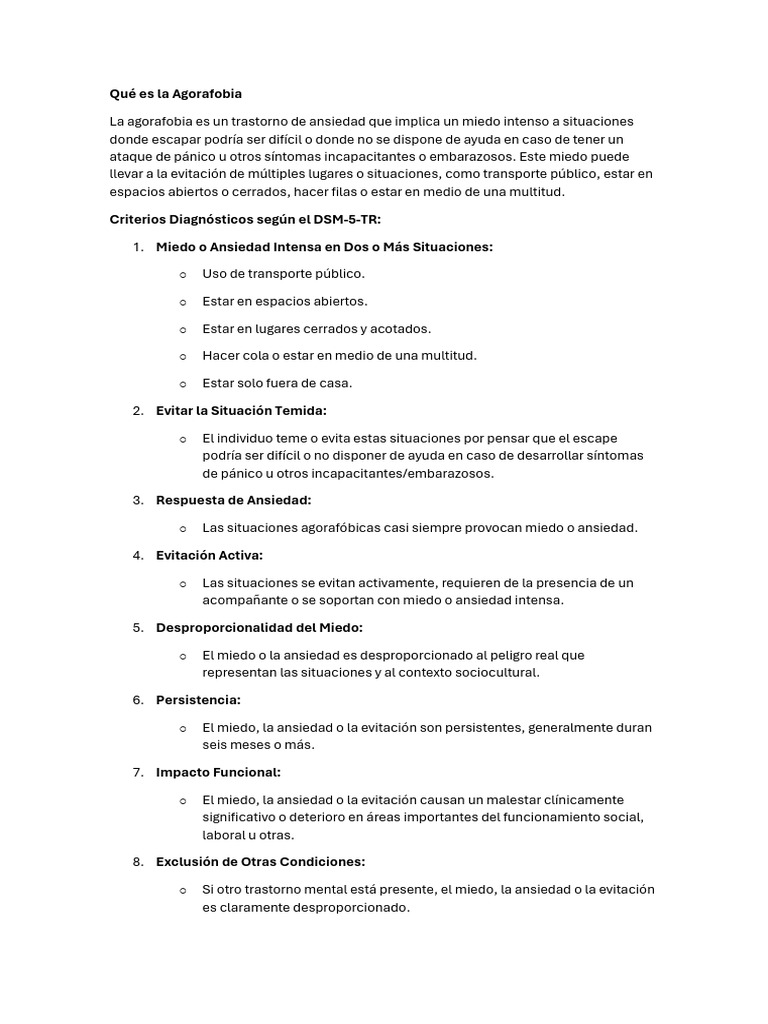 Agorafobia: Síntomas y Tratamiento TCC | PDF | Ansiedad | Agorafobia