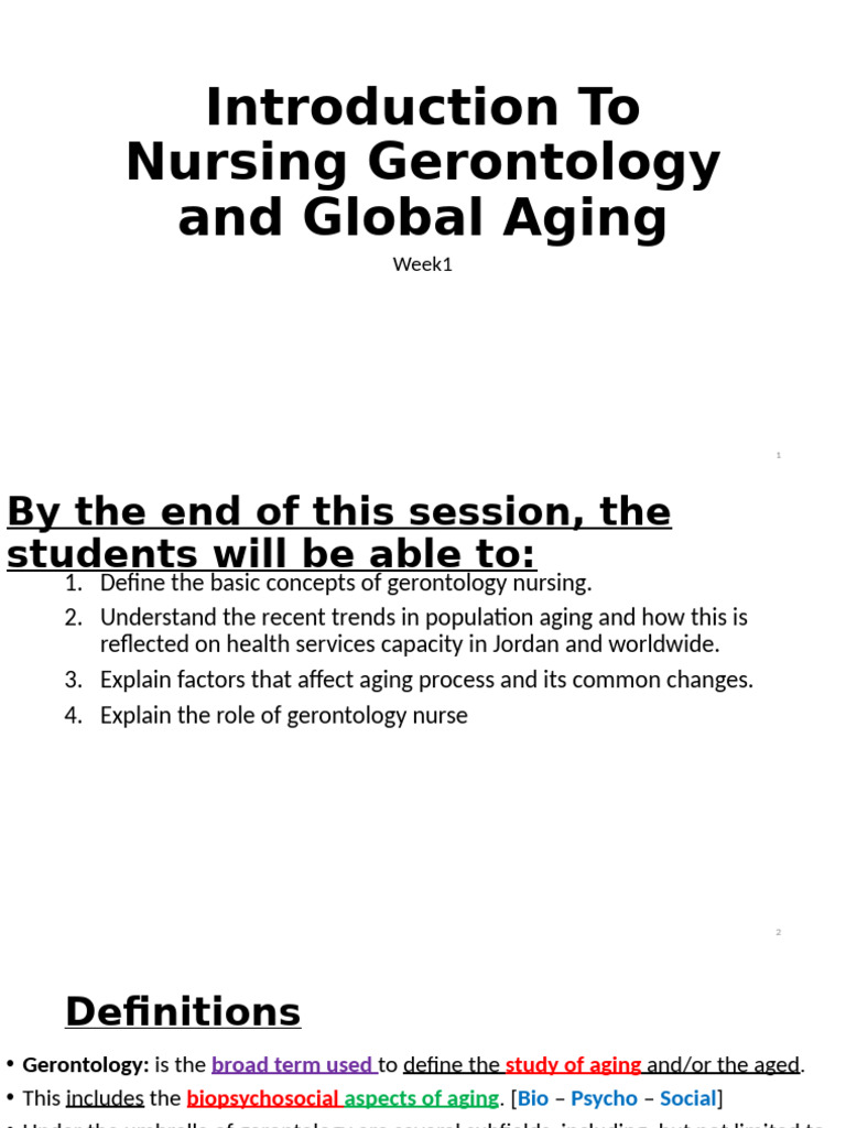 Gerontology Nursing & Global Aging | PDF | Ageing | Chronic Condition