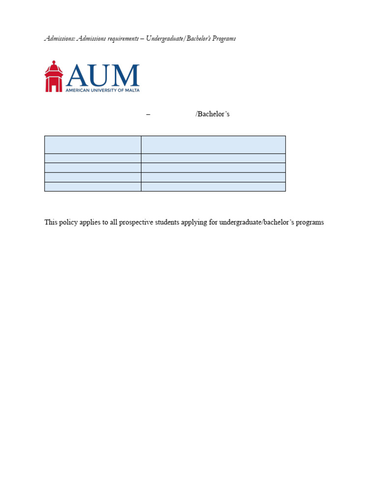 Undergraduate Admissions Requirements Guide | PDF | University And ...