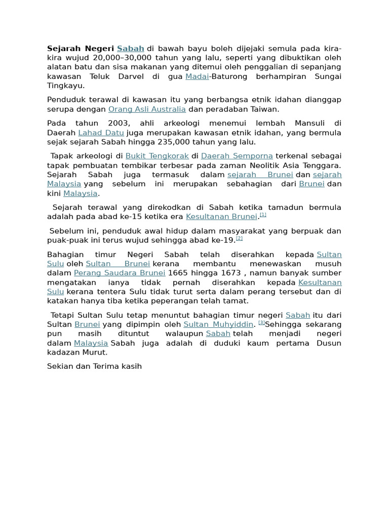 Sejarah Negeri Sabah (PA) | PDF