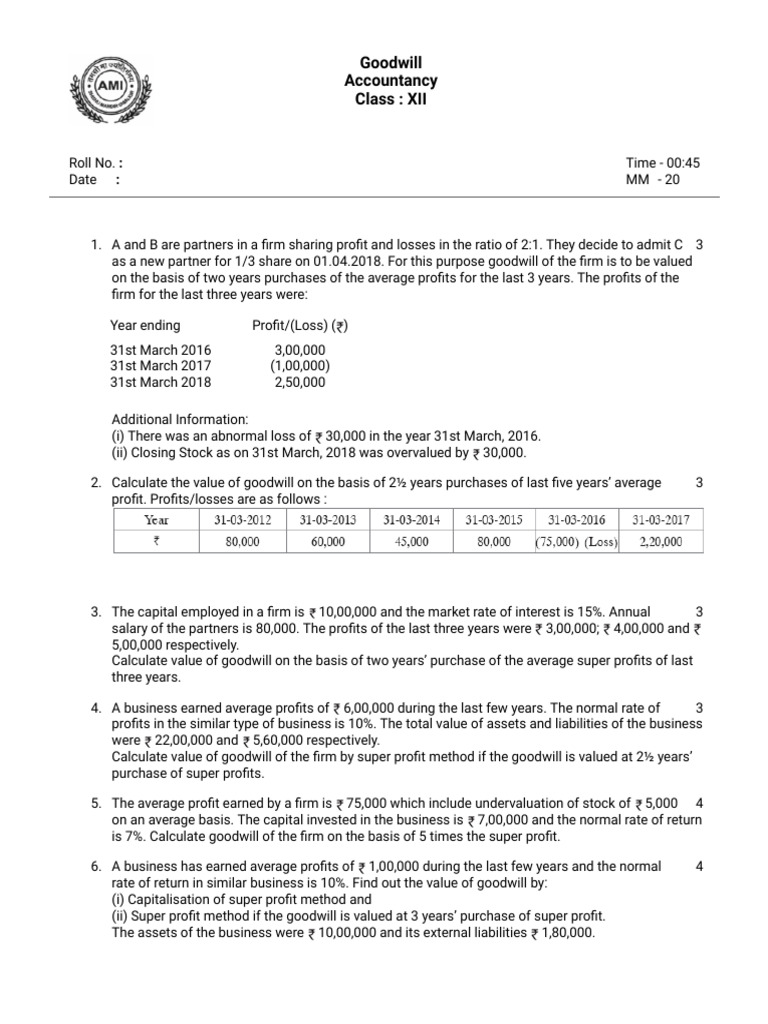 Goodwill Test | PDF | Goodwill (Accounting) | Valuation (Finance)