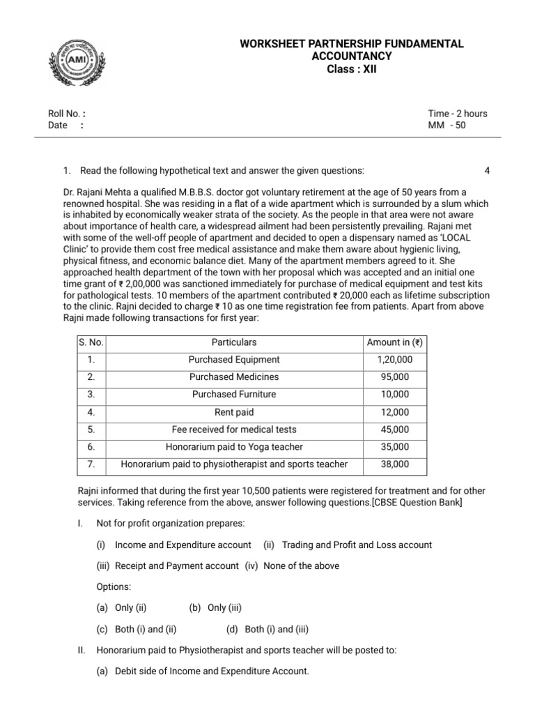 Worksheet Partnership Fundamental | PDF | Expense | Debits And Credits