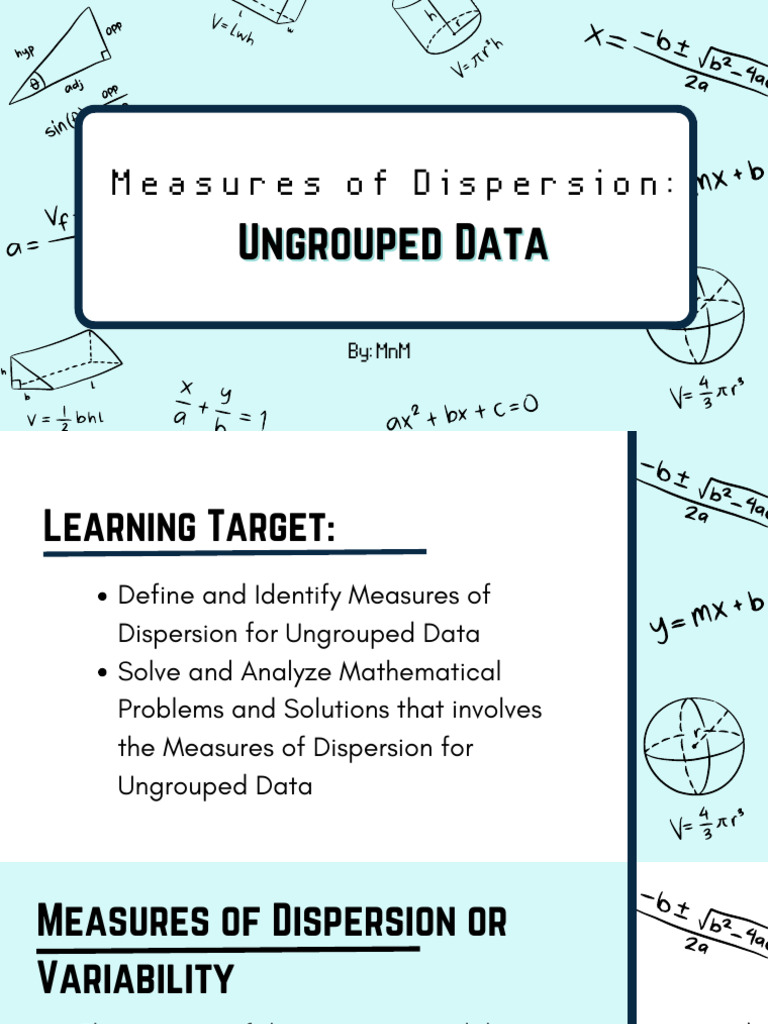 Measure of Dispersion For Ungrouped Data | PDF | Variance | Coefficient Of Variation