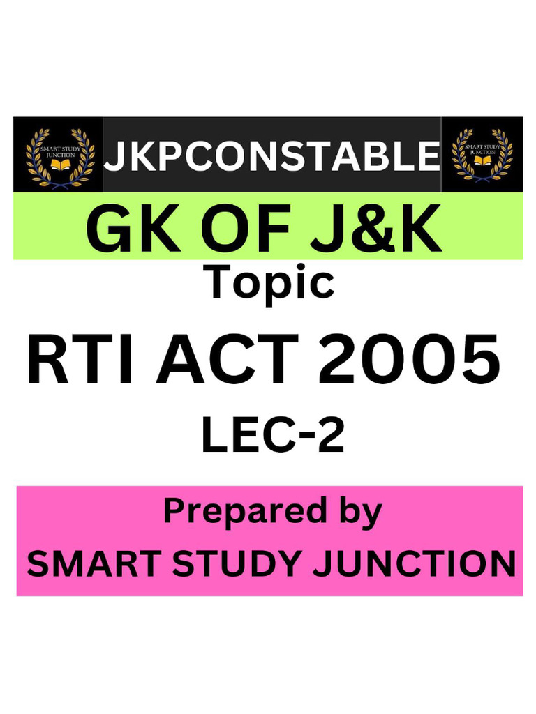 Jkpconstable GK of J&K (RTI Act) L-2 by SSJ | PDF