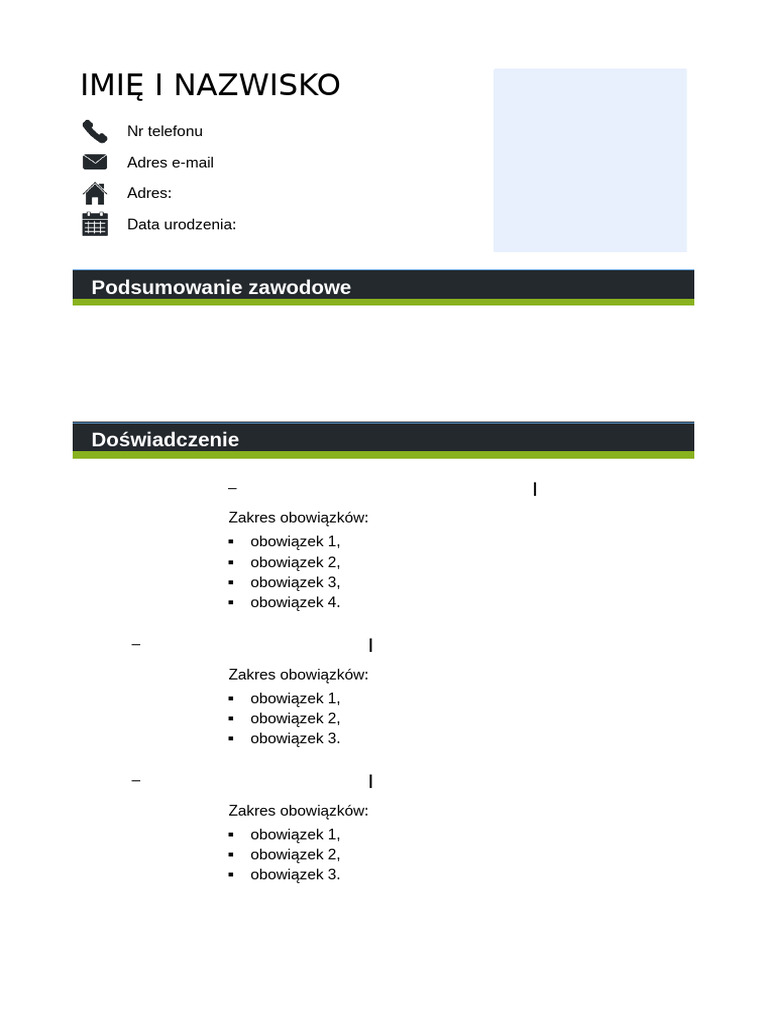 Szablon CV Ze Zdjeciem v3 | PDF