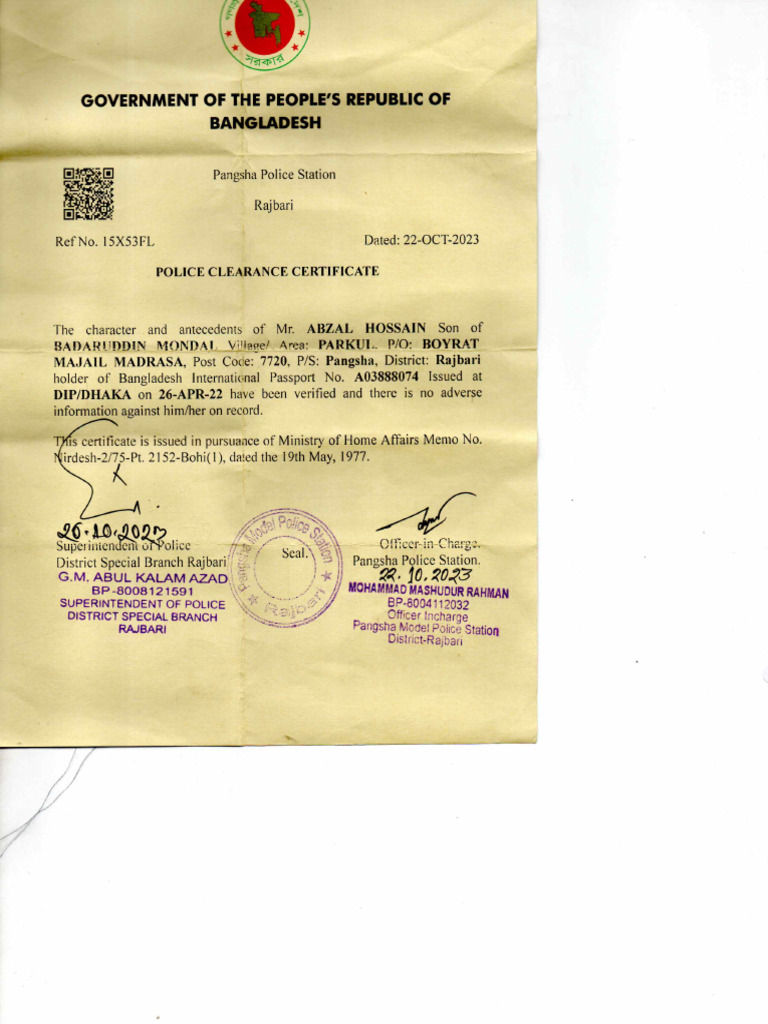 A03888074 Police Clearence | PDF