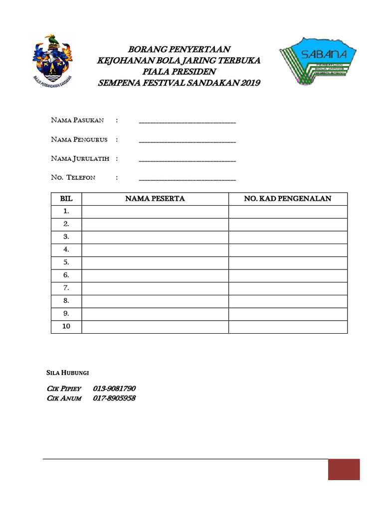 Borang Peraturan Netball | PDF