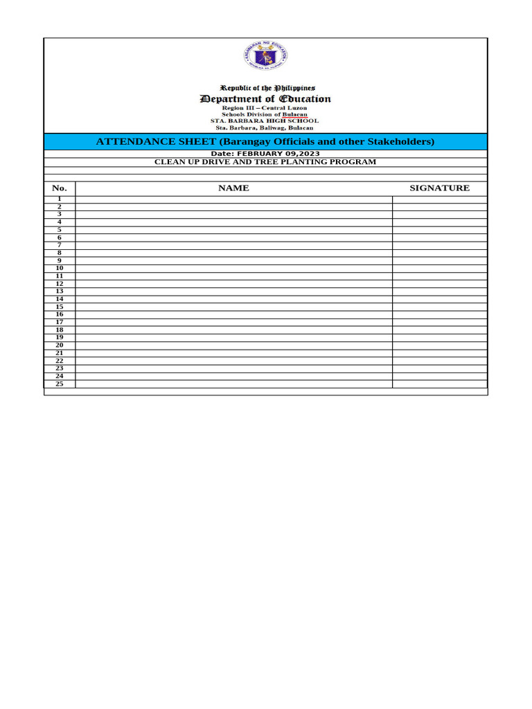 Attendance For Activities | PDF | Science & Mathematics