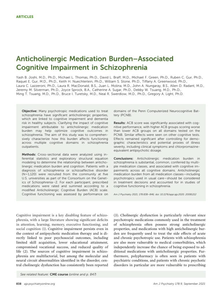 Joshi Et Al 2021 Anticholinergic Medication Burden Associated Cognitive ...