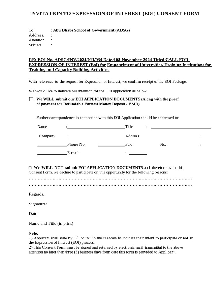 ADSG - Consent Form For Training and Capacity Building Project | PDF
