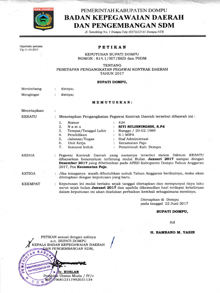 SK Pengangkatan - 20241002 - 0002 | PDF