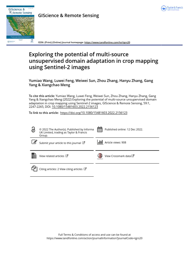 Exploring The Potential of Multi Source Unsupervised Domain Adaptation in Crop Mapping Using ...