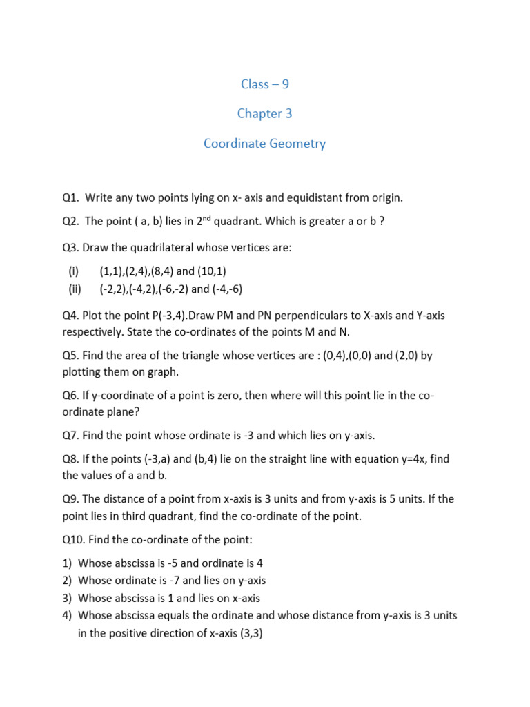 Chapter 3 Coordinate Geometry | PDF | Teaching Methods & Materials
