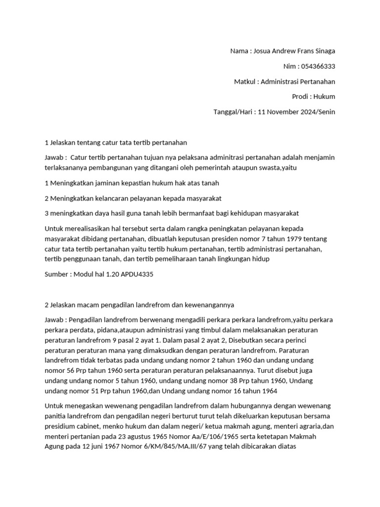 Tugas 2 Administrasi Pertanahan | PDF | Hukum