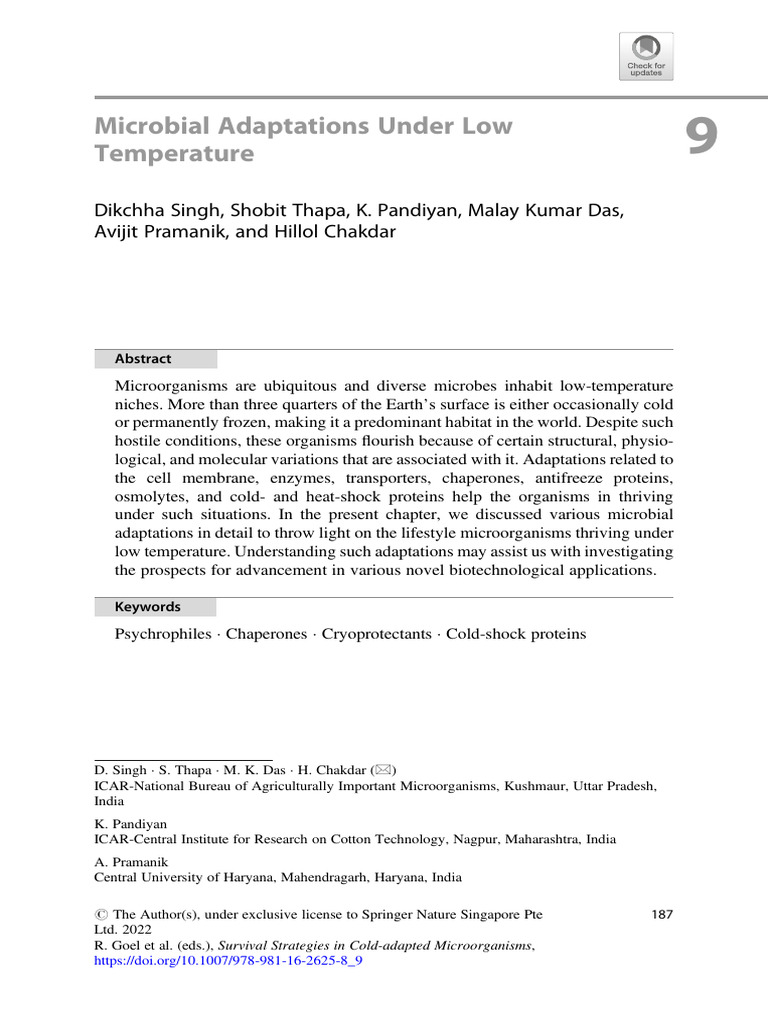 Microbial Adaptations Under Low Temperature | PDF | Chaperone (Protein ...