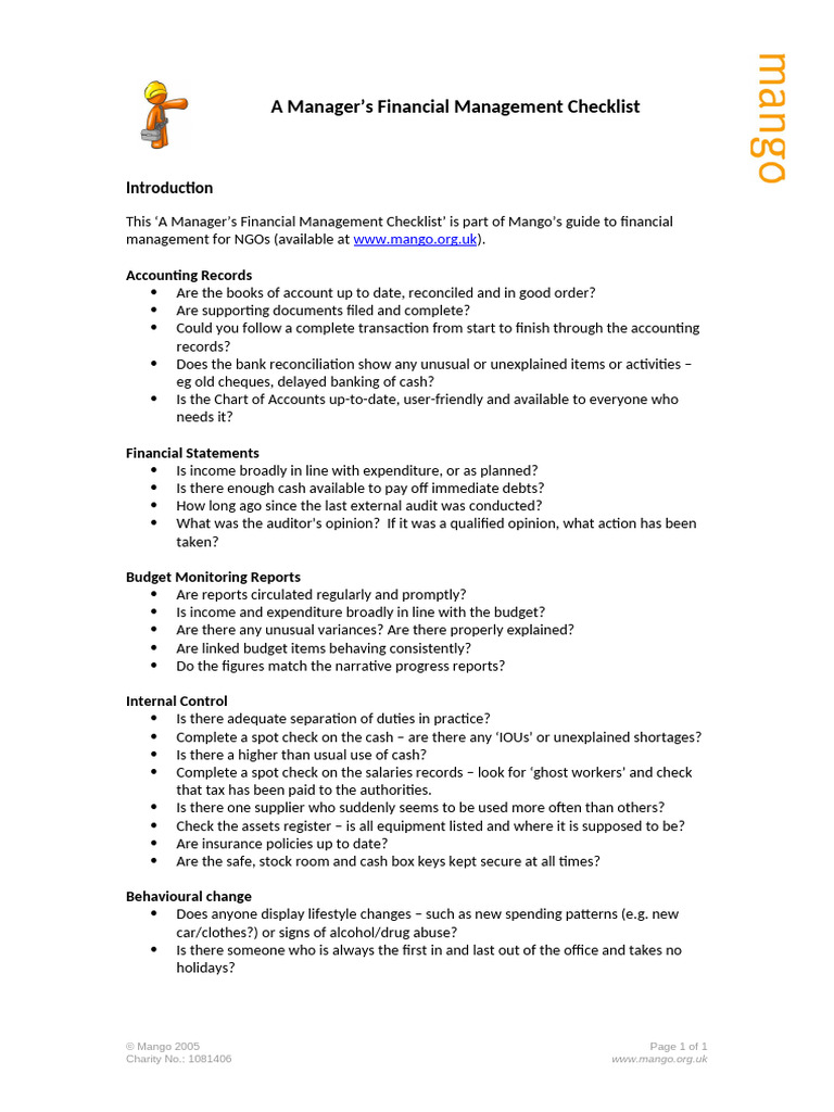 G Managers-Checklist | PDF