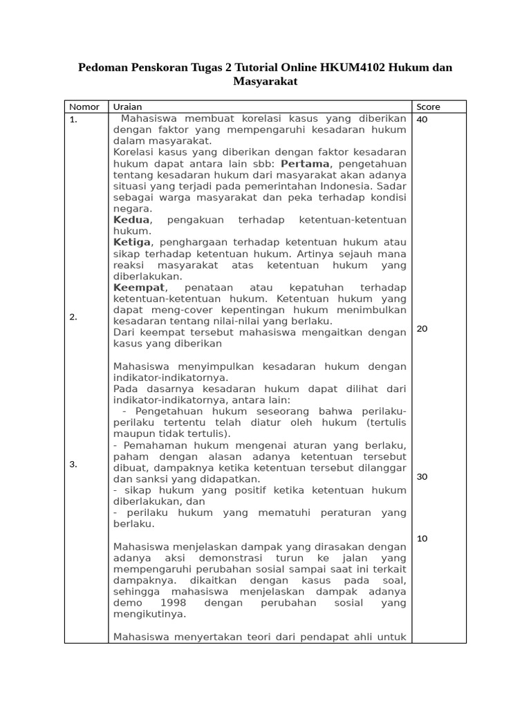 Pedoman Penskoran TT2 | PDF