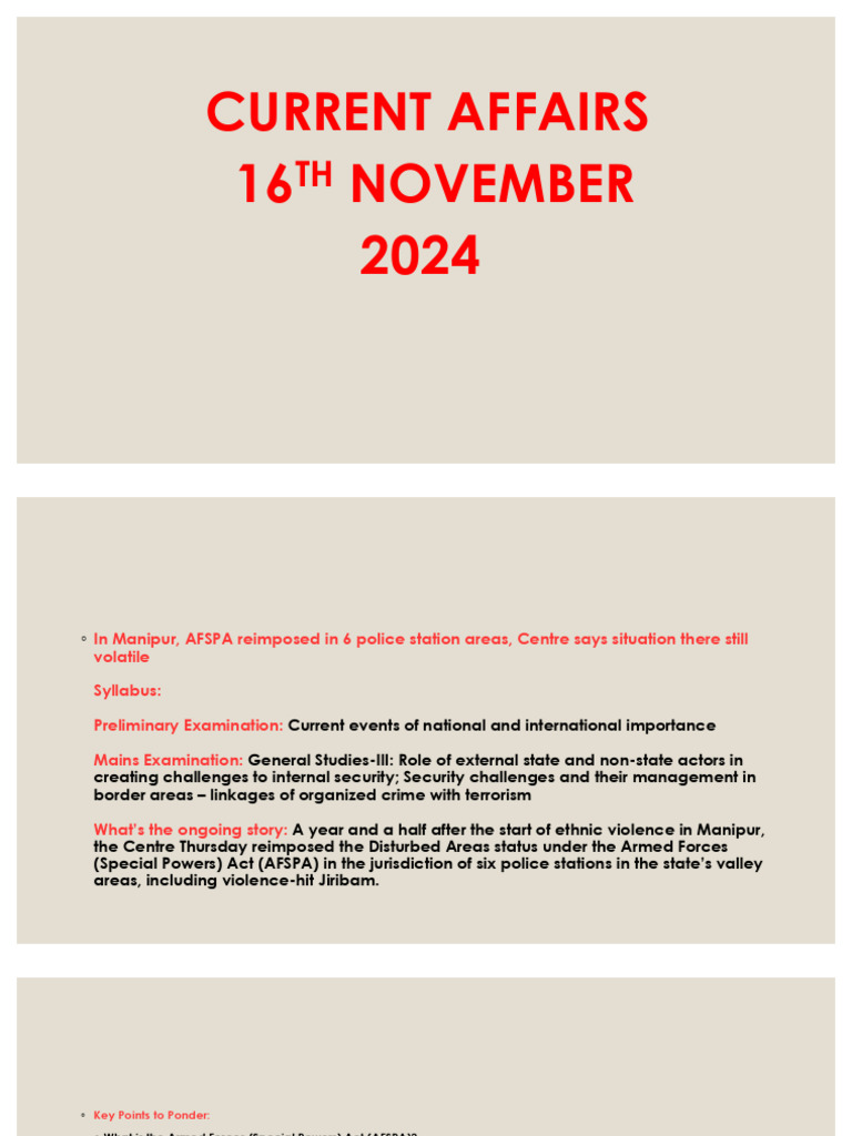 Current Affairs 16th Nov 2024 | PDF | World Trade Organization