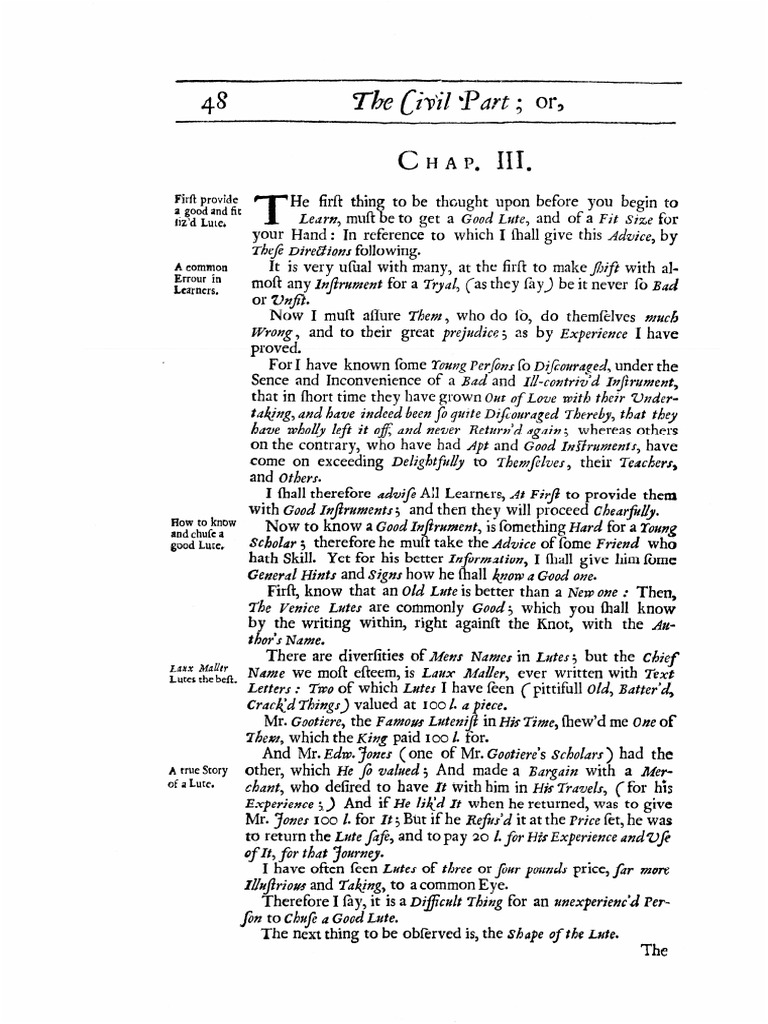 Conselhos de Escolha, Reparo e Construção - Thomas Mace | PDF