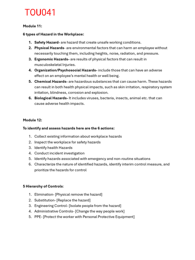 Reviewer Tou 041 | PDF | Hazards | Personal Protective Equipment