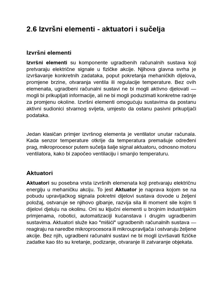 Izvršni Elementi - Aktuatori, Sučelja I Pokazni Elementi | PDF