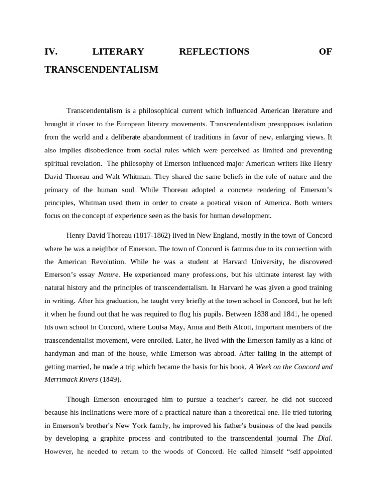 Transcendentalism in American Lit | PDF | Walden | Transcendentalism