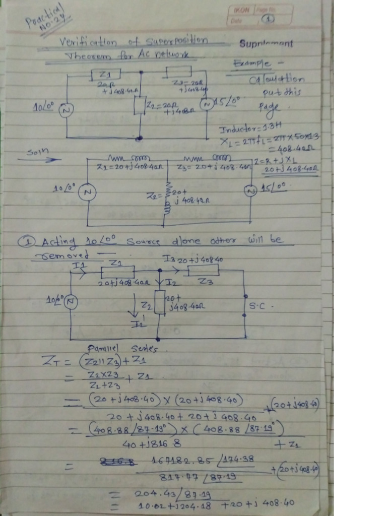 Superposition Theorem for AC Network | PDF