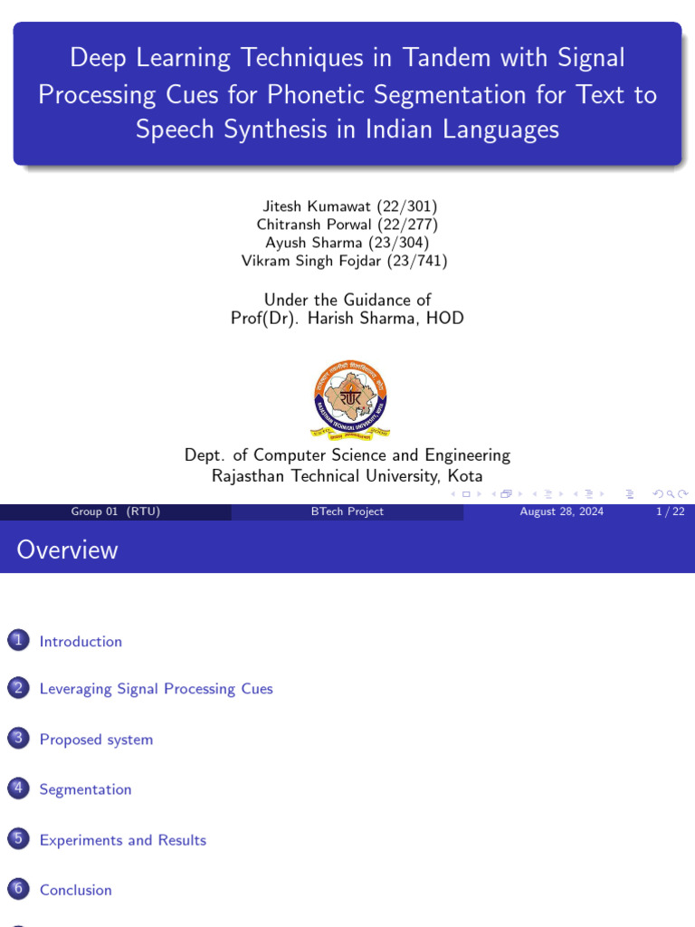 Phonetic Segmentation for Indian TTS | PDF | Deep Learning | Speech Synthesis