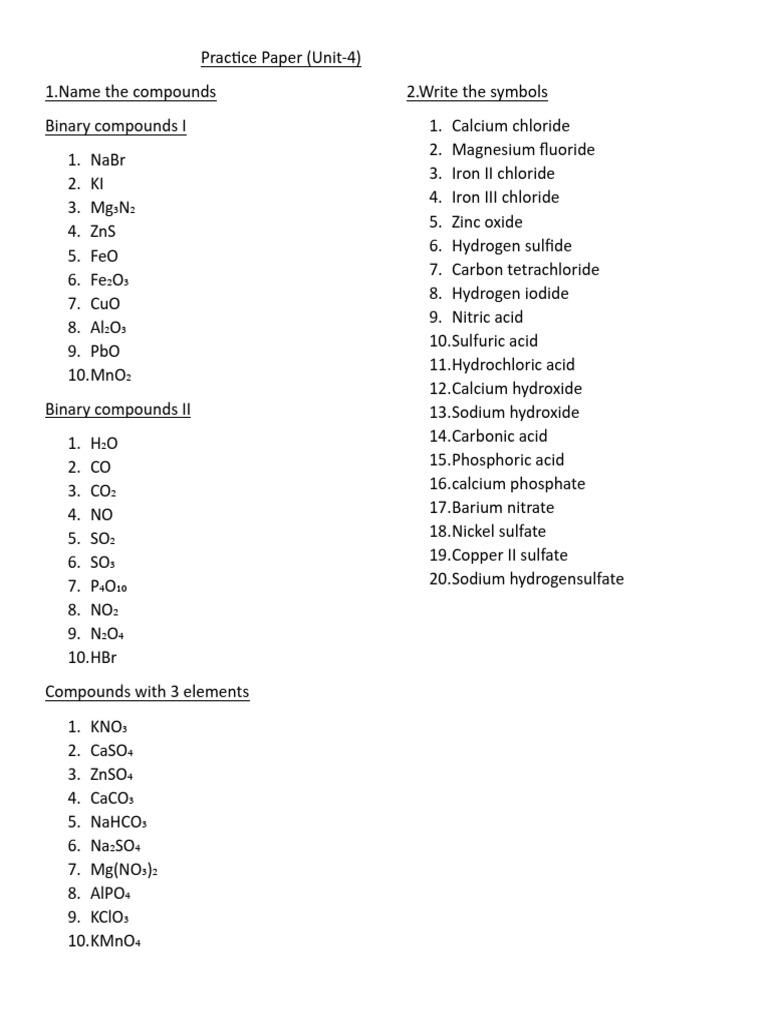 Unit-4 Exercises PDF | PDF | Acid | Oxide Unit-4 Exercises PDF | PDF | Acid | Oxide