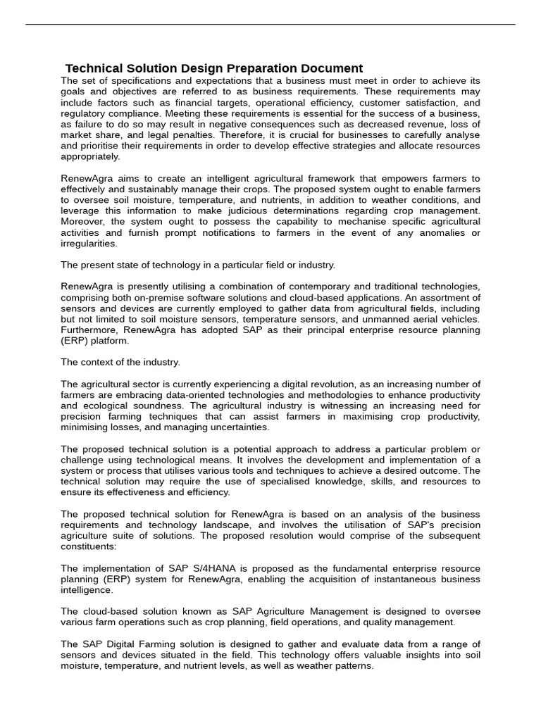 Technical - Solution - Design - Preparation - Document RenewAgra | PDF ...