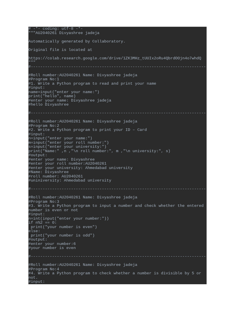 AU2040261 Divyashree Jadeja Assignment 1 | PDF | Triangle | Area
