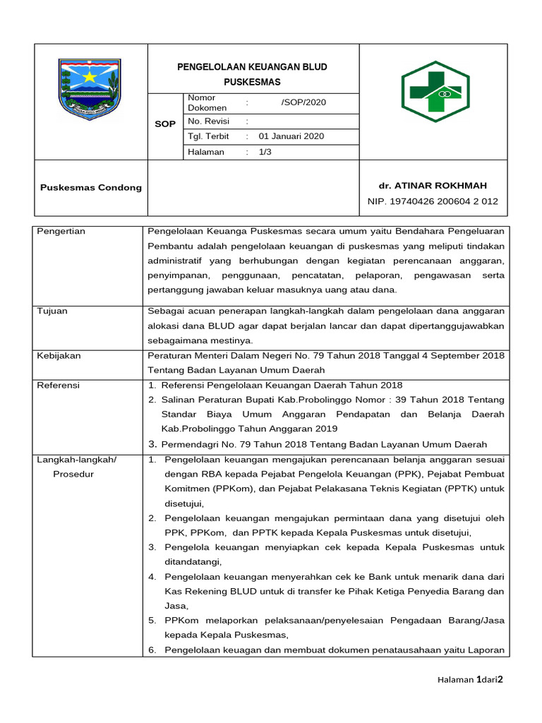Pengelolaan Keuangan Puskesmas BLUD | PDF